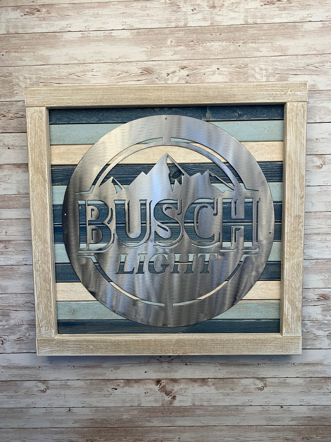 Busch Light Beer Sign / Weathered Wood and Metal / Bar / Man Cave ...