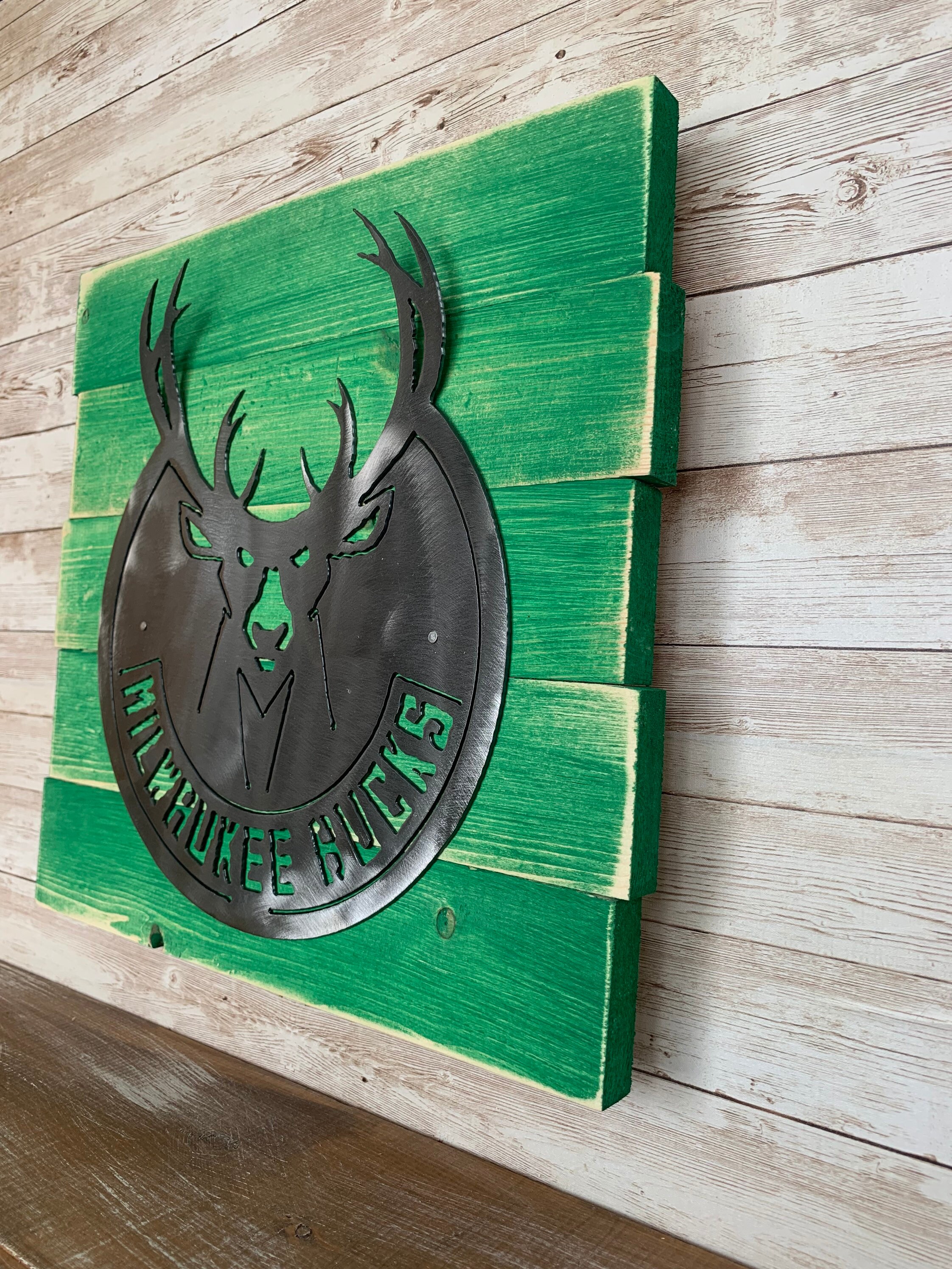 Milwaukee Bucks Sign / Weathered Wood and Metal / Wisconsin / | Etsy