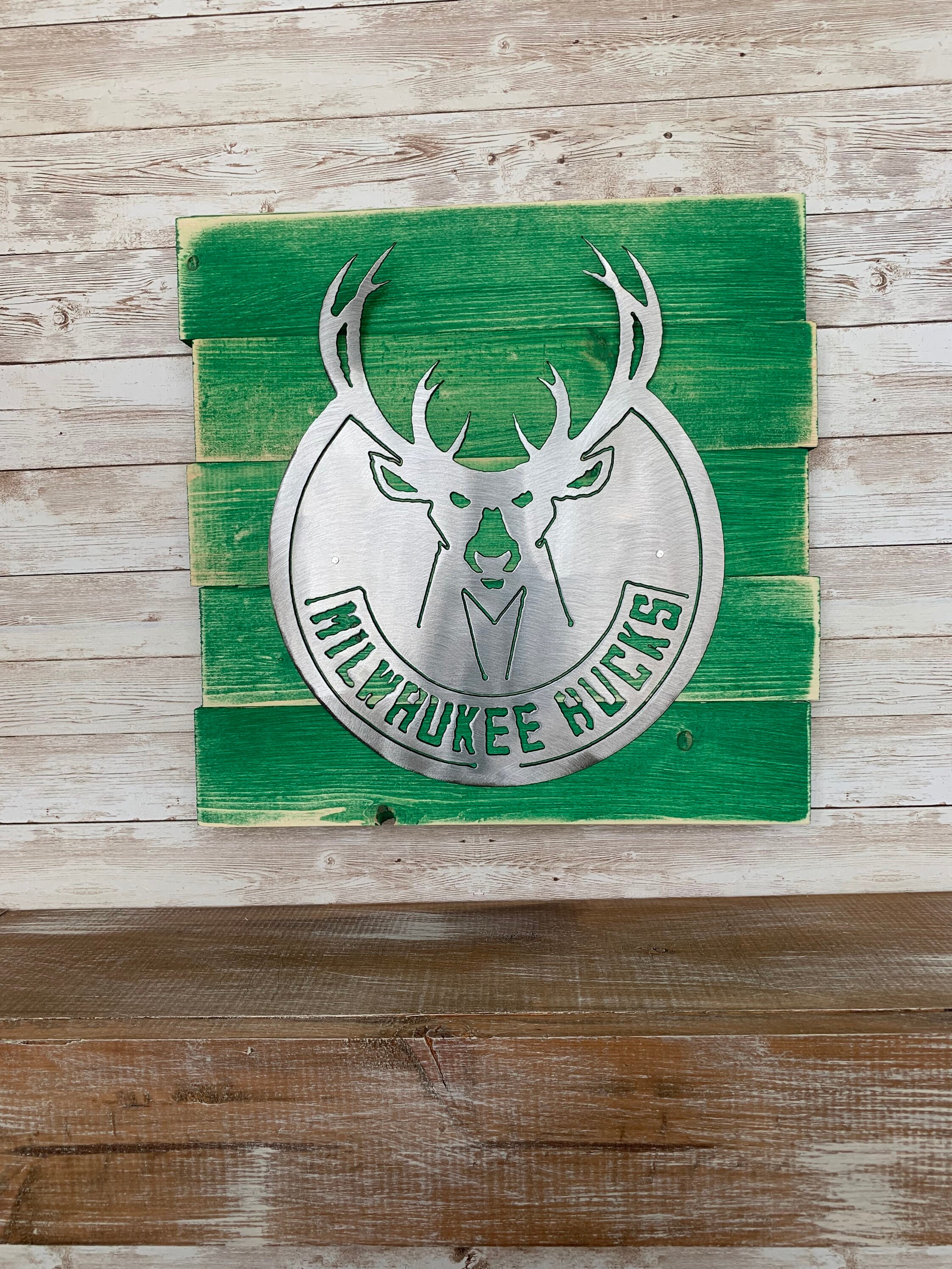 Milwaukee Bucks Sign / Weathered Wood and Metal / Wisconsin / | Etsy