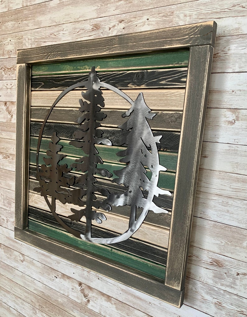 Pine Tree Wood and Metal Sign / Nature / Outdoor / Cabin / - Etsy