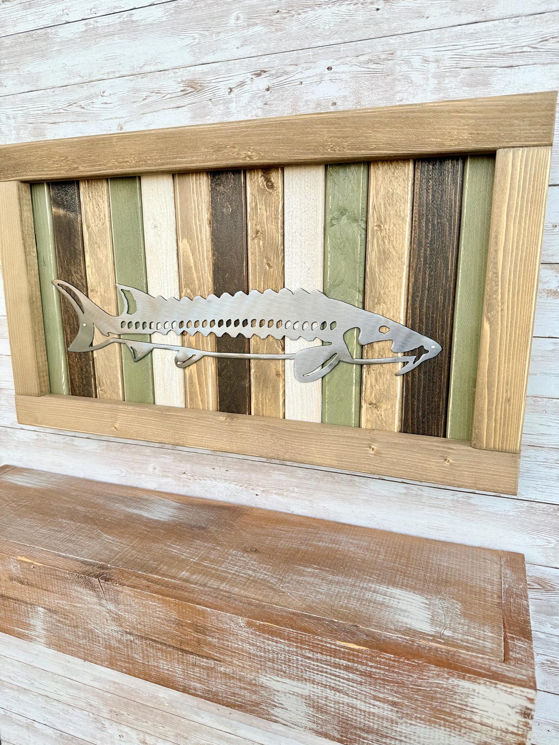 Sturgeon Fish Wood and Metal Sign / Fishing / Outdoors / Lake / Boating ...
