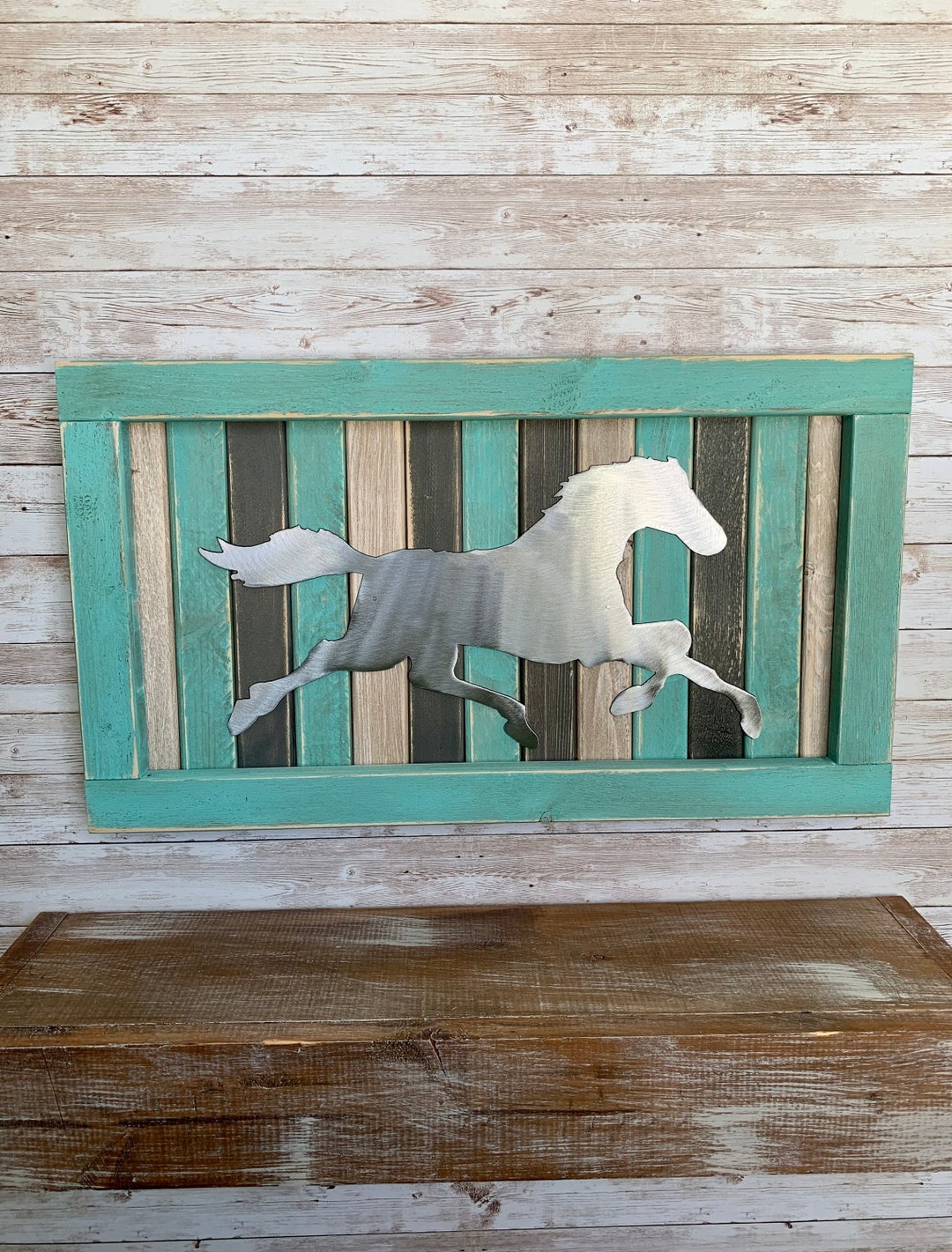 Horse Wood and Metal Sign / Farmhouse / Rustic / Weathered Wood ...