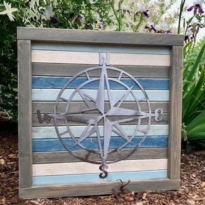 Compass Sign / Wood and Metal / Lake / Boating / Nautical / Cabin ...