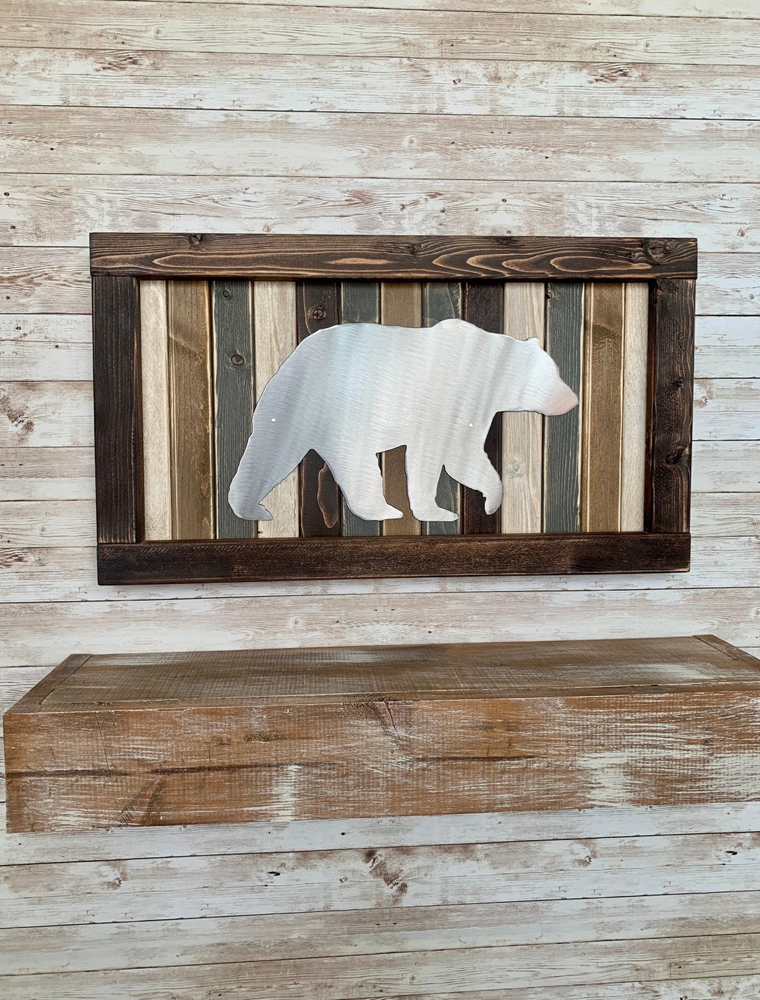 Bear Wall Art / Wood and Metal Sign / Farmhouse / Rustic / Weathered ...