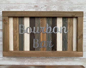 Bourbon or Whiskey Bottle Sign / Bar / Mancave / Wall Decor / Farmhouse ...
