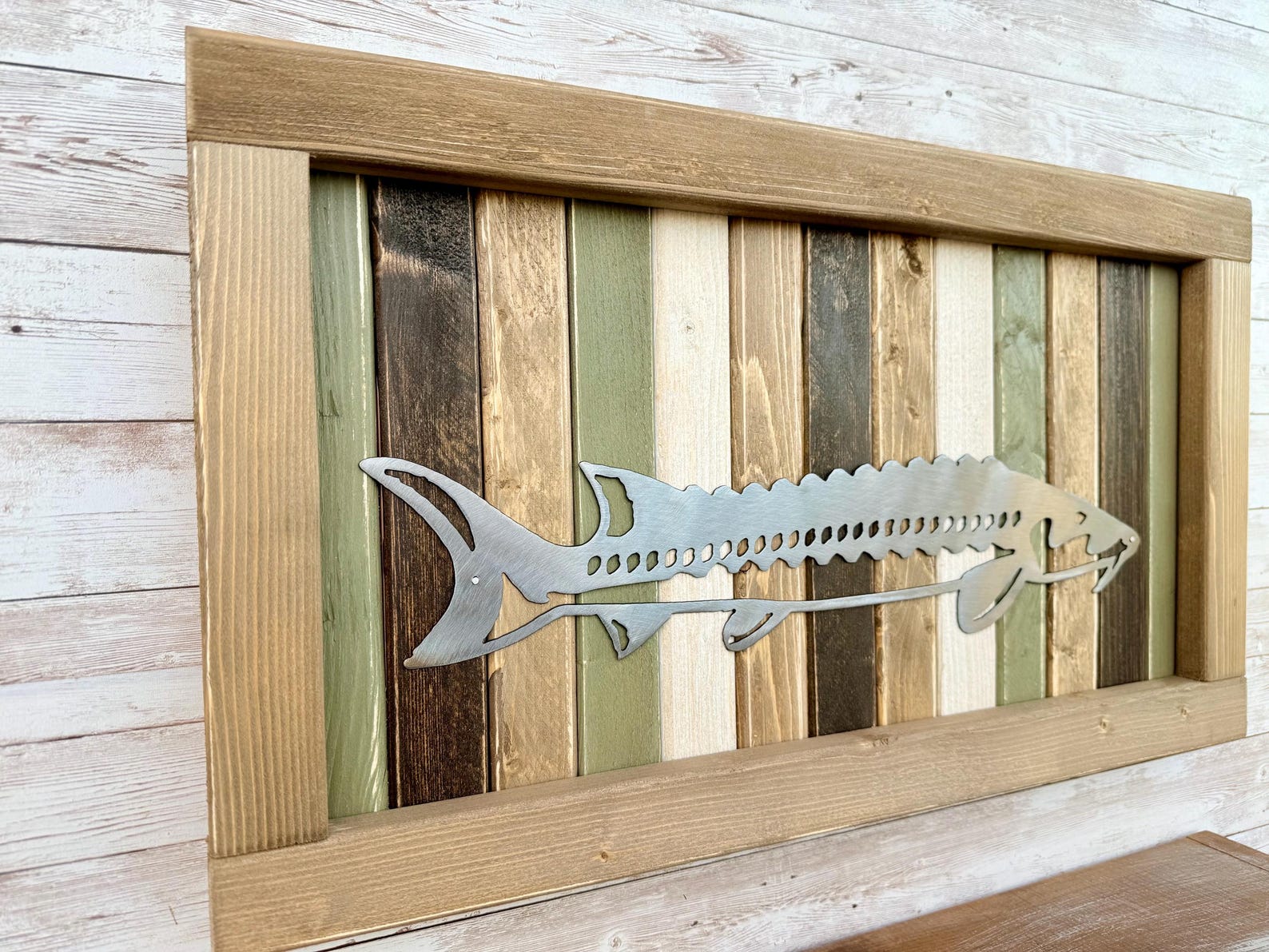 Sturgeon Fish Wood and Metal Sign / Fishing / Outdoors / Lake / Boating ...