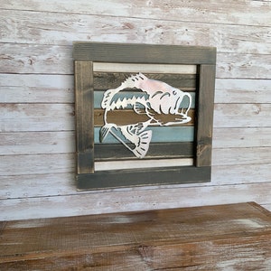 Bass Fish Wall Art / Wood and Metal Sign / Weathered Wood / Lake ...