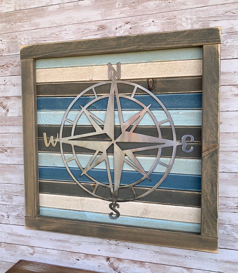 Compass Sign / Wood and Metal / Lake / Boating / Nautical / Cabin ...