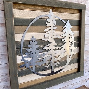 Pine Tree Wood and Metal Sign / Nature / Outdoor / Cabin / Woods ...