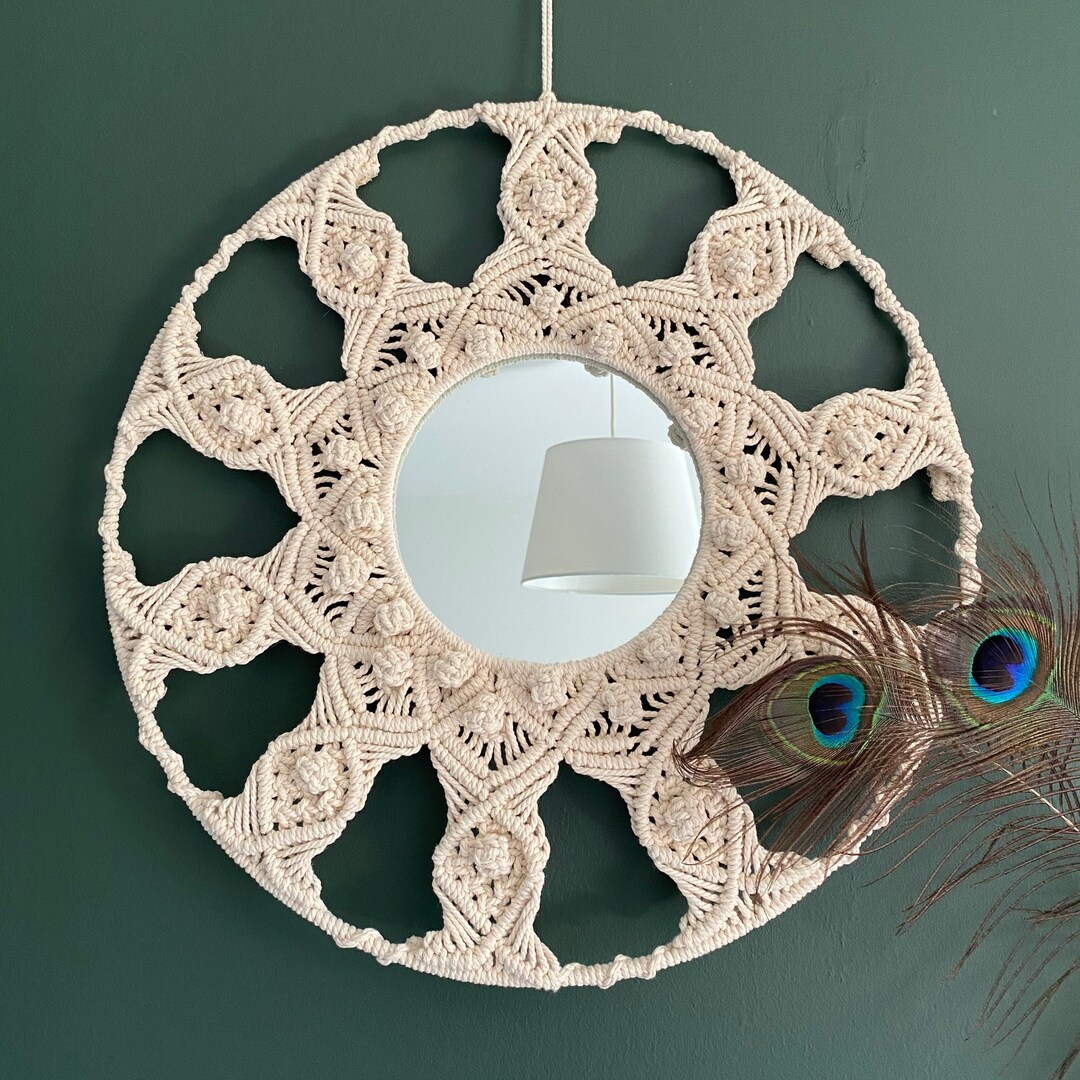 Handmade Macrame Mandala Wall Hanging Mirror - Etsy