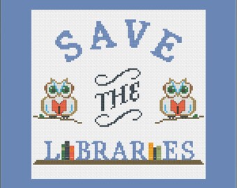 Library Cross Stitch - Etsy