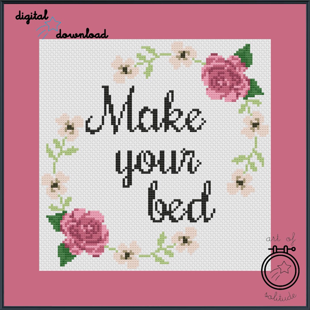 Make Your Bed Cross Stitch Pattern - 7x7in (download) - Etsy