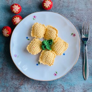 Crochet Italian Ravioli With Basil, Dinner Set for Cooking Fun ...
