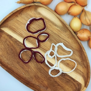 Crochet Onion Ring - Red and White, Pretend Play, Fake Food, Crochet ...