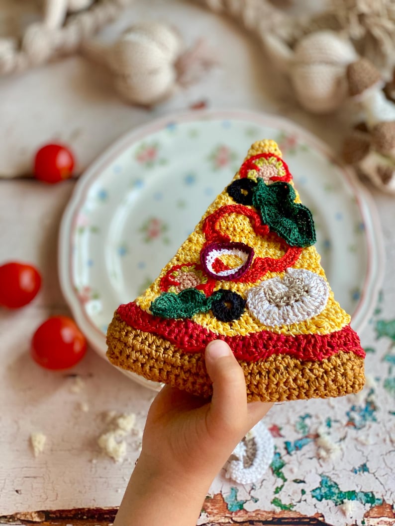 Crochet Pizza Slice: Handmade Cotton Play Food, Montessori Kitchen ...