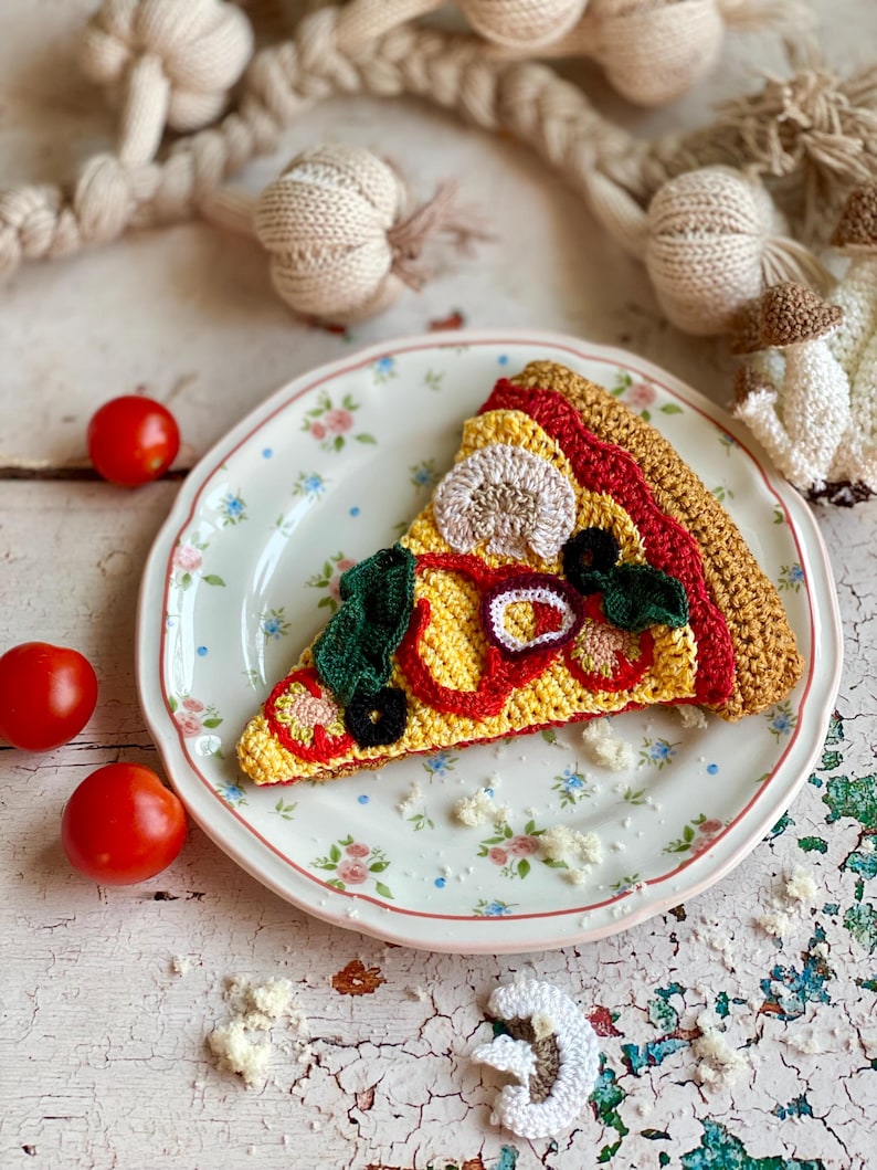Crochet Pizza Slice: Handmade Cotton Play Food, Montessori Kitchen ...