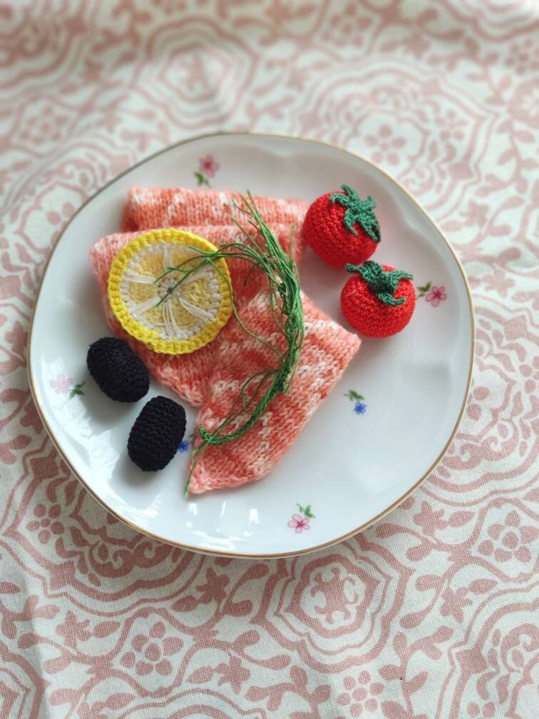 Knitted Smoked Salmon Slices: Montessori Pretend Play Food - Etsy