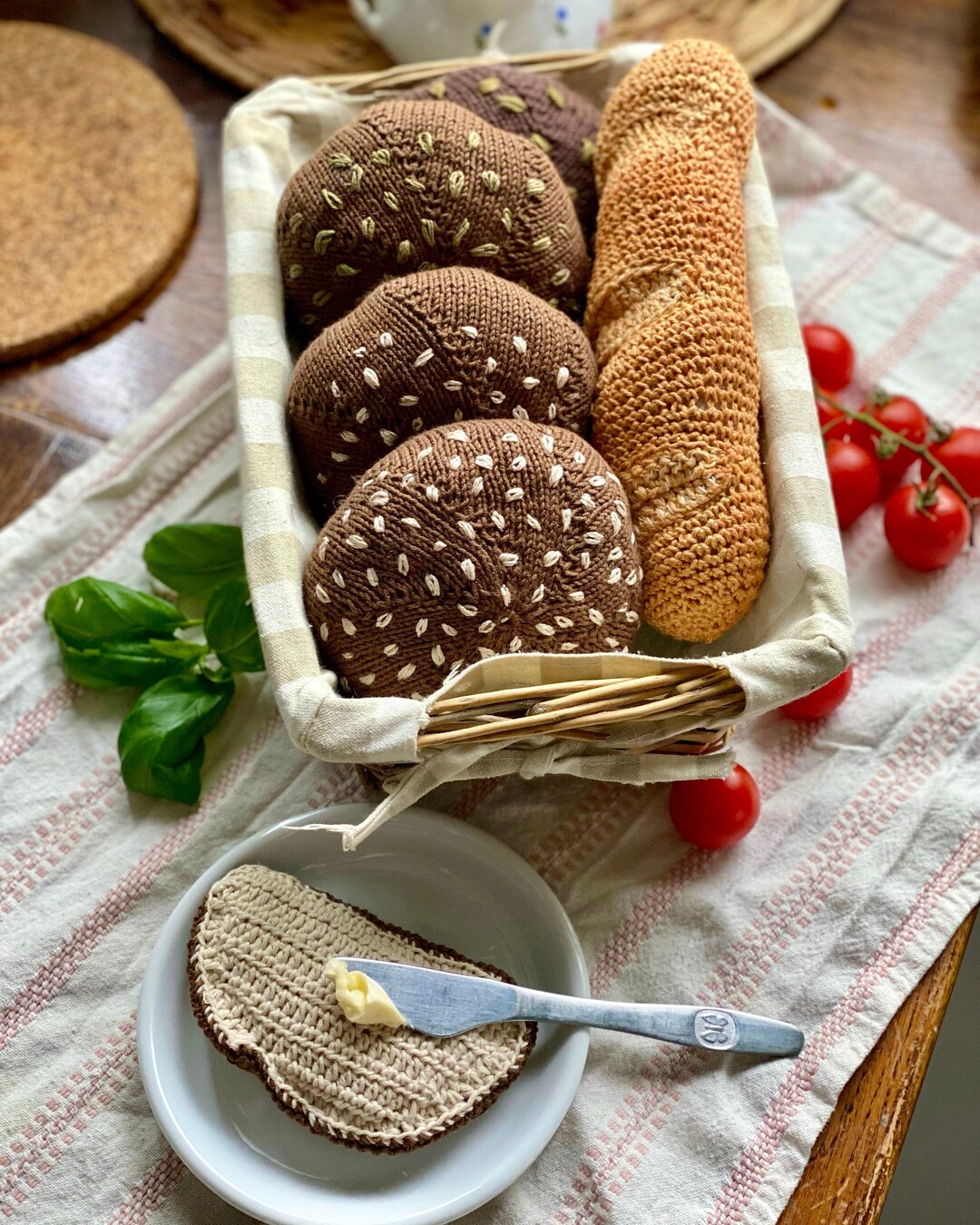 Knitted Bread for Kids Kitchen, Pretend Play Food, Montessori Activity ...