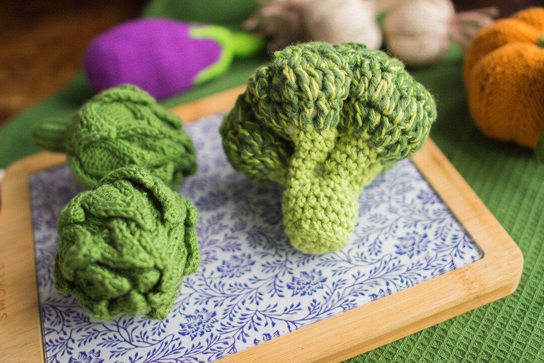 Crochet Broccoli for Kids Kitchen, Sensory Toy, Pretend Play Food ...