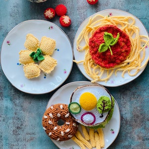Crochet Italian Ravioli With Basil, Dinner Set for Cooking Fun ...