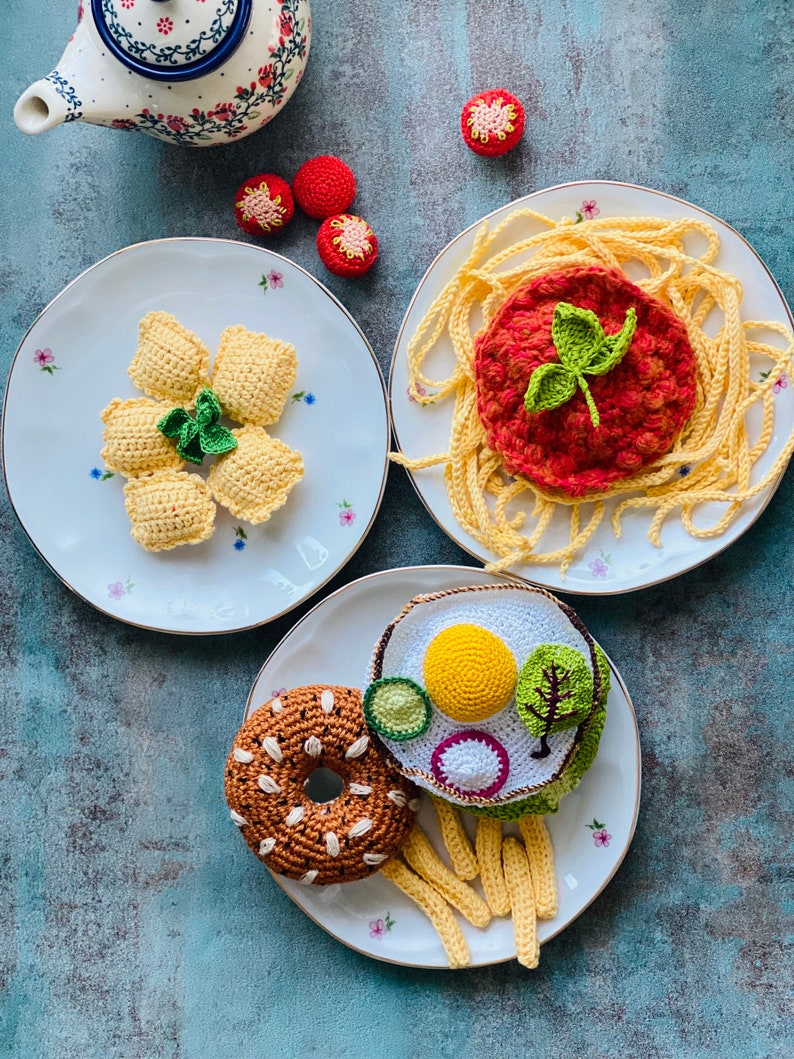 Crochet Italian Ravioli With Basil, Dinner Set for Cooking Fun ...