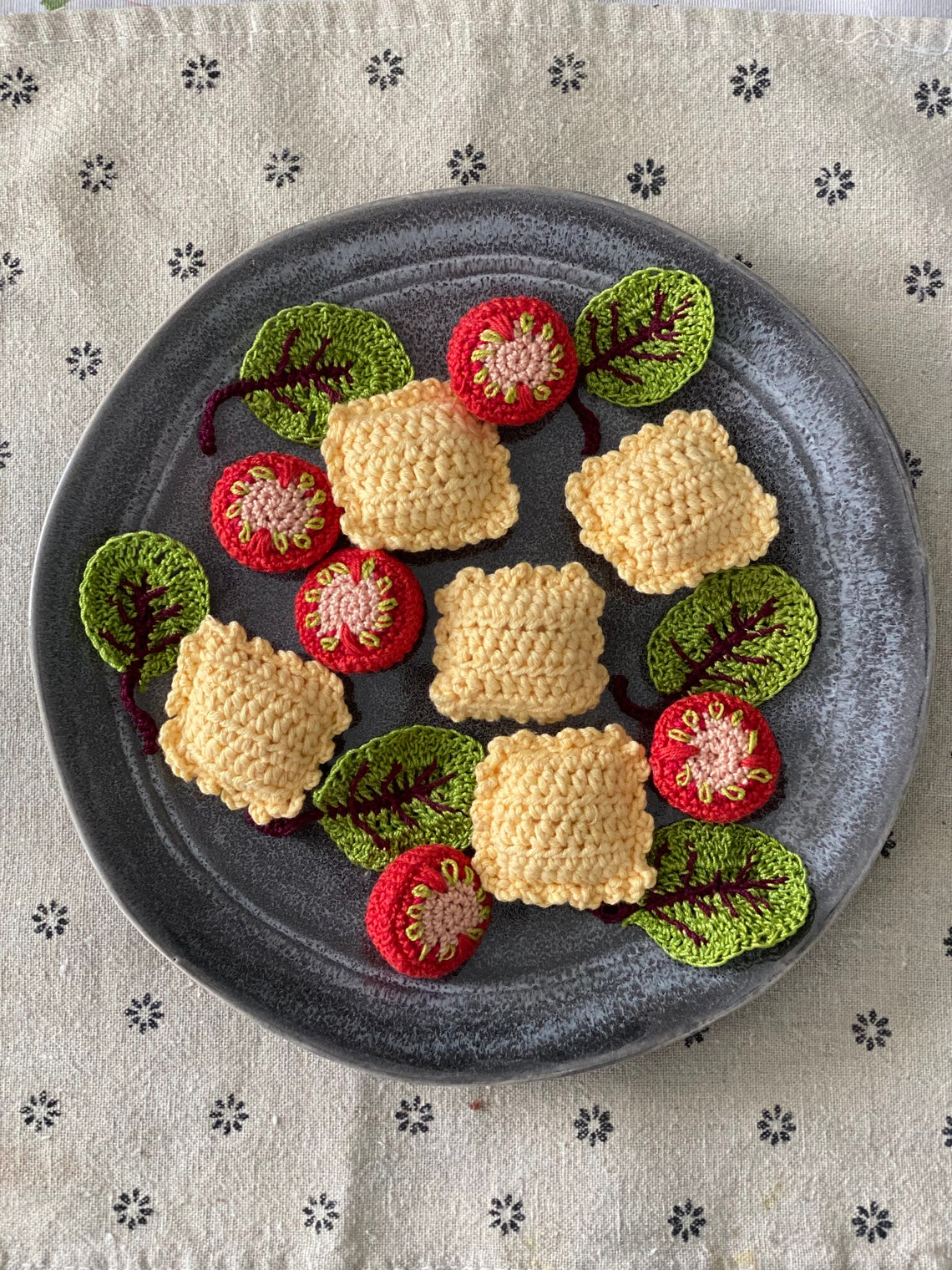 Crochet Italian Ravioli With Basil, Dinner Set for Cooking Fun ...