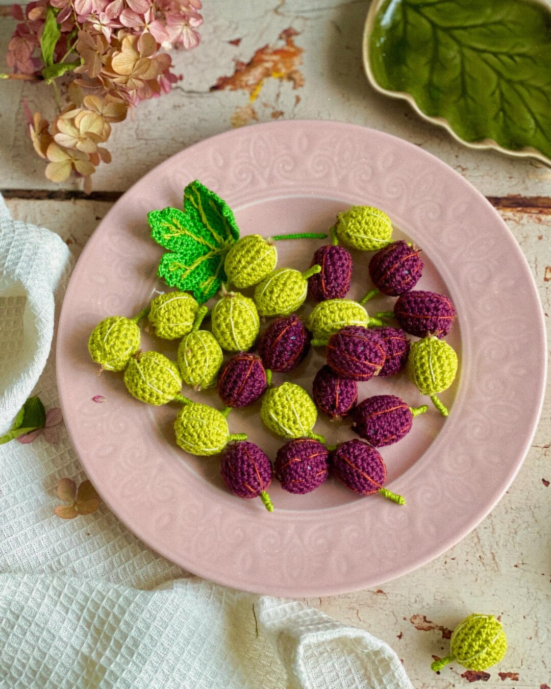 Crochet Fruit - Green and Red Gooseberries (5 Pcs.) to Play in the ...