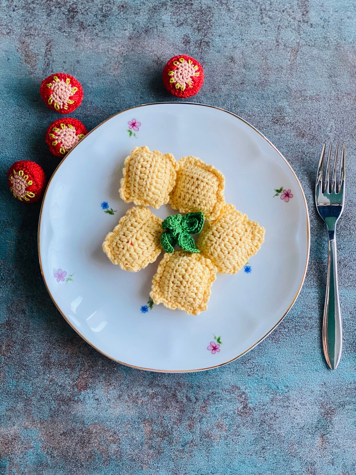 Crochet Italian Ravioli With Basil, Dinner Set for Cooking Fun ...