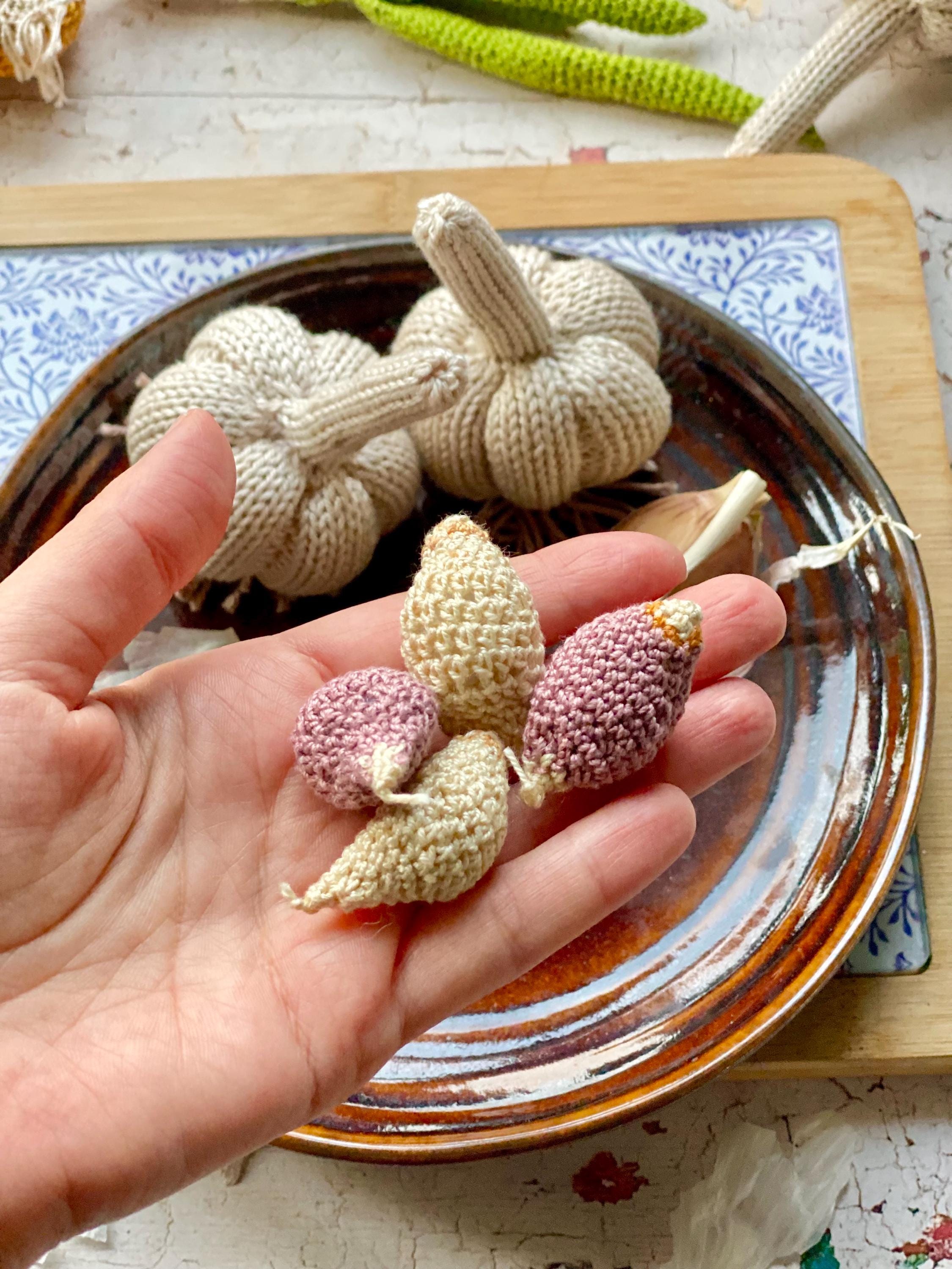 Crochet Garlic Clove: Miniature Cotton Amigurumi, Kitchen Decor - Etsy