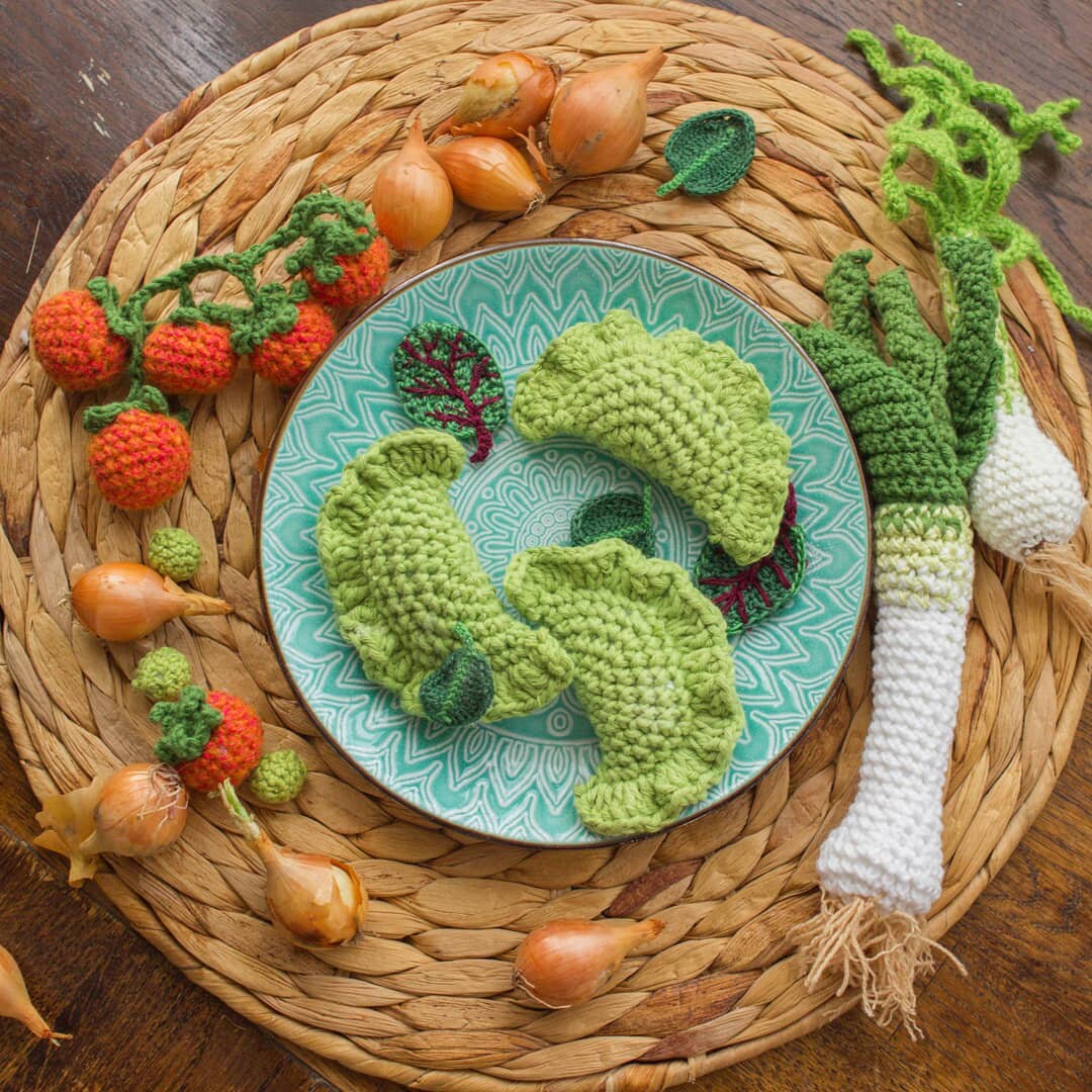 Crochet Spinach Dumplings to Play in the Kitchen, Pretend Paly Food ...