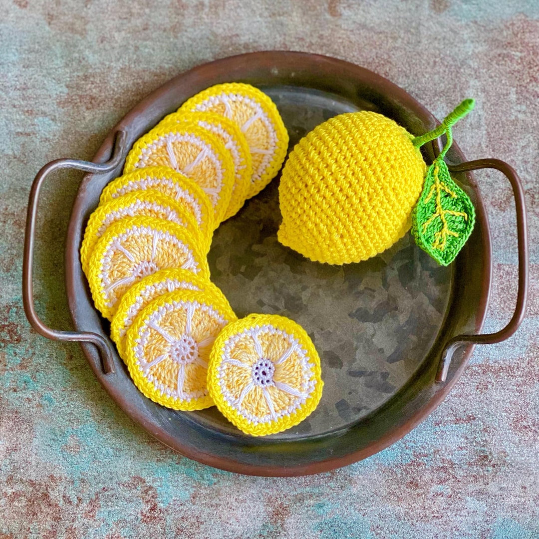 Crochet Lemon Slice for Kids Kitchen Accessories, Cooking Fun, Pretend ...