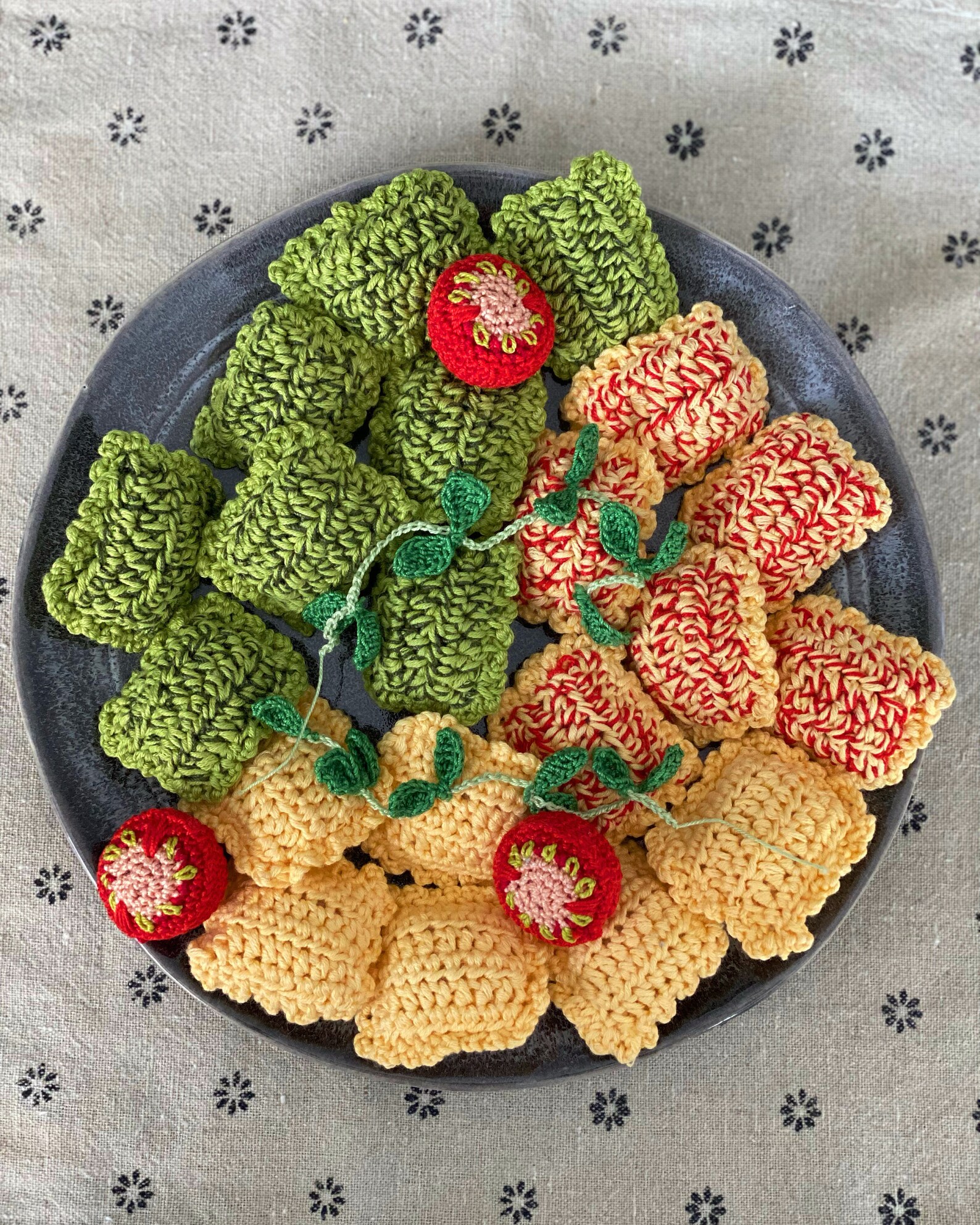 Crochet Italian Ravioli With Basil, Dinner Set for Cooking Fun ...