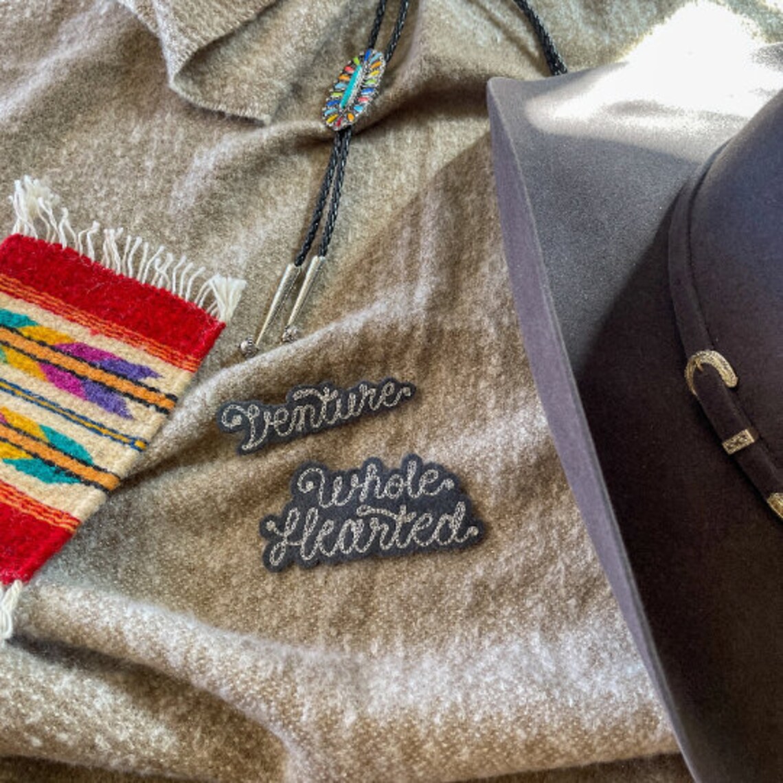 Customized Word Patch - Metallic Silver Stitching on Grey Wool Felt - Etsy