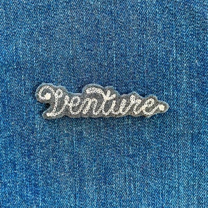 Customized Word Patch - Metallic Silver Stitching on Grey Wool Felt - Etsy