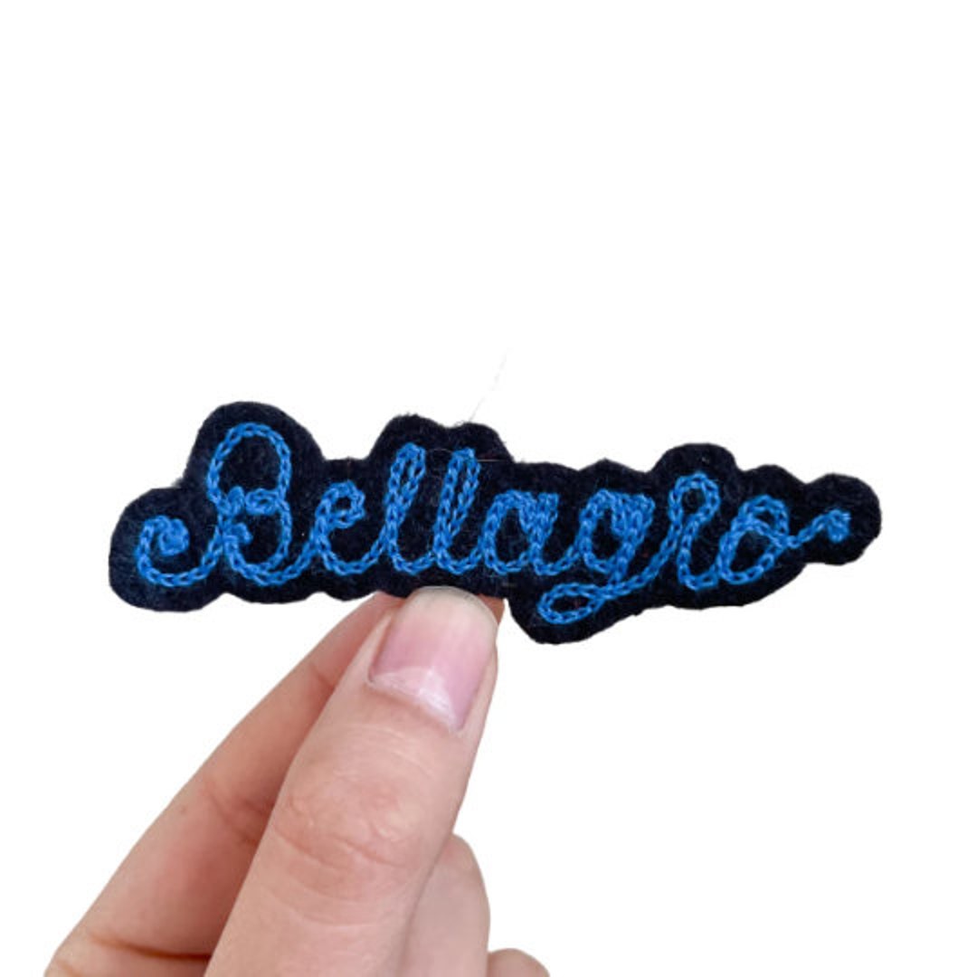 Customized Word Patch Blue Stitching on Black Wool Felt - Etsy