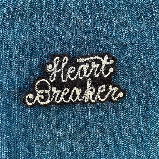 Customized Phrase Patch - White Stitching on Black Wool Felt - Etsy
