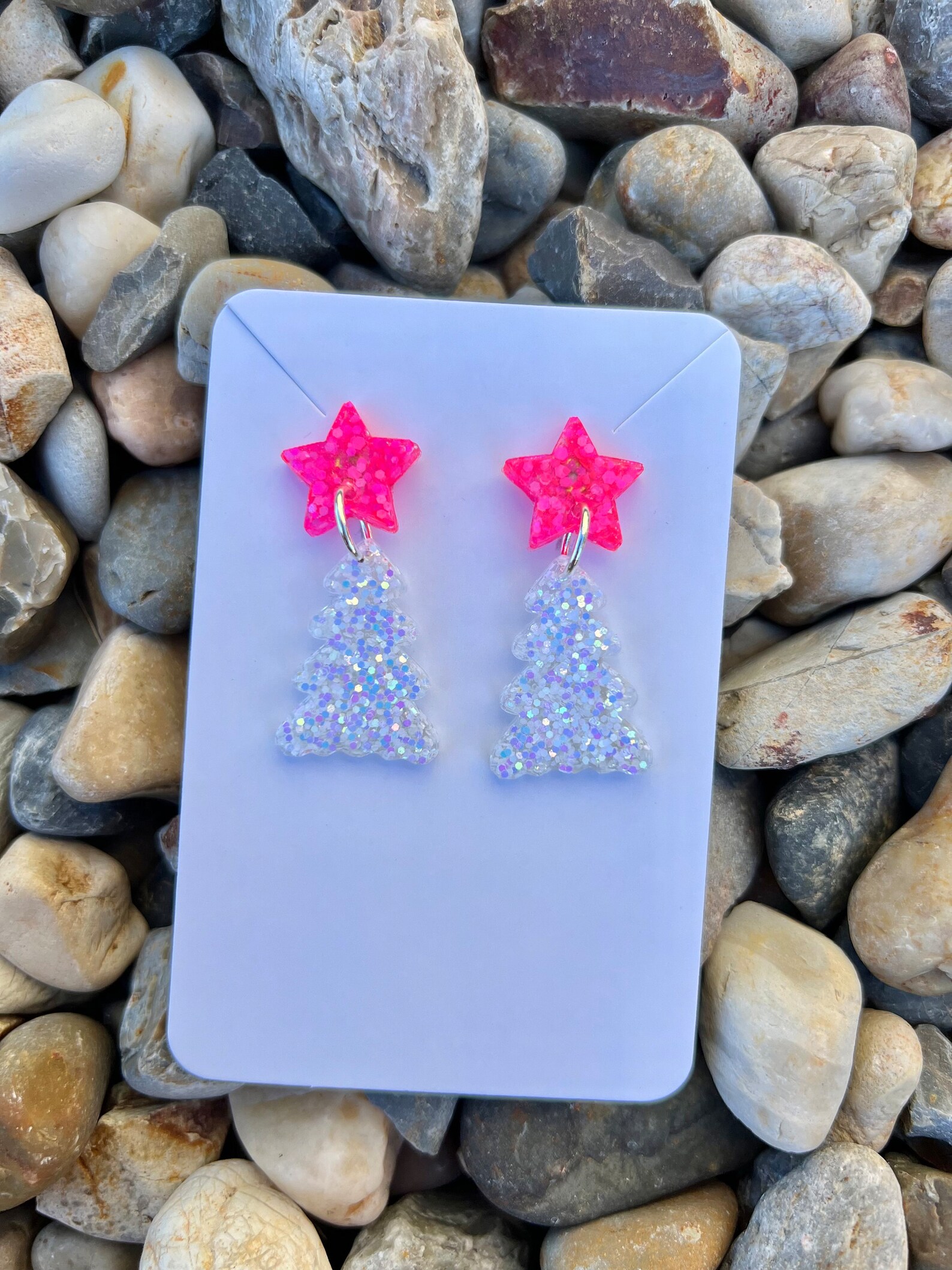 Christmas Tree Girly Glitter Dangle Earrings - Etsy