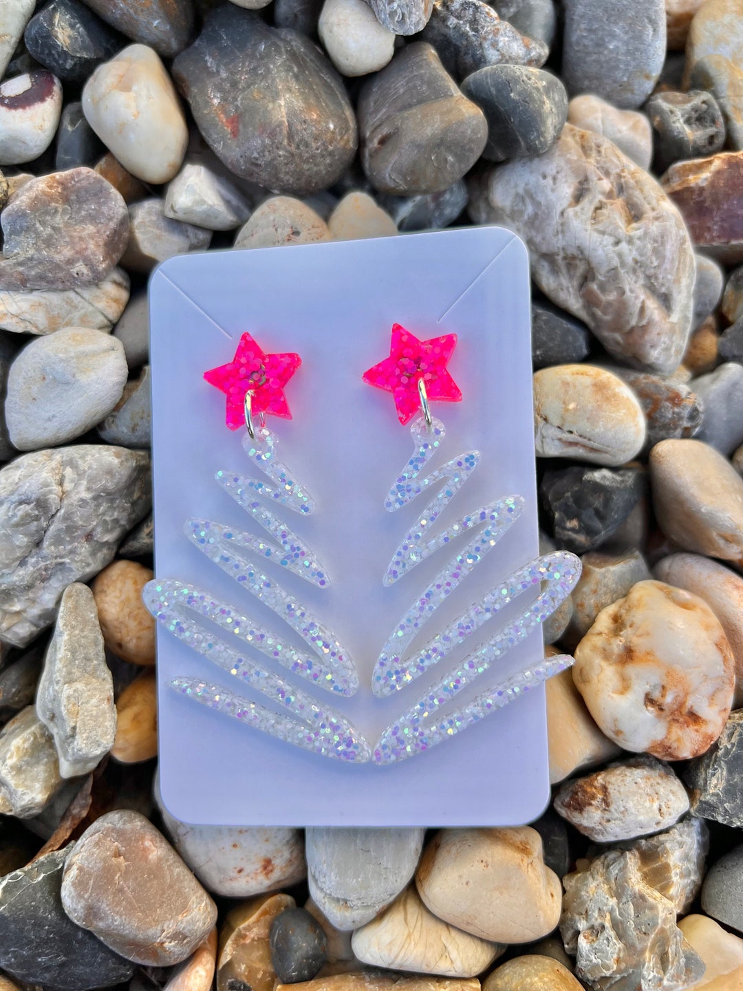 Christmas Tree Iridescent Squiggle Dangle Earrings - Etsy