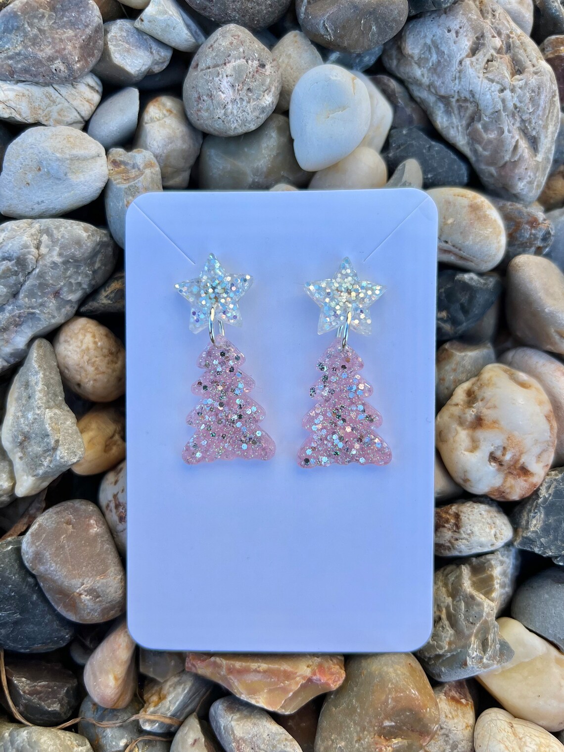 Christmas Tree Girly Glitter Dangle Earrings - Etsy