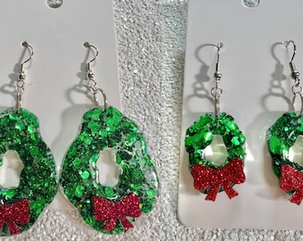 Christmas Teardrop Dangle Resin Earrings White Snow Resin Topper - Etsy
