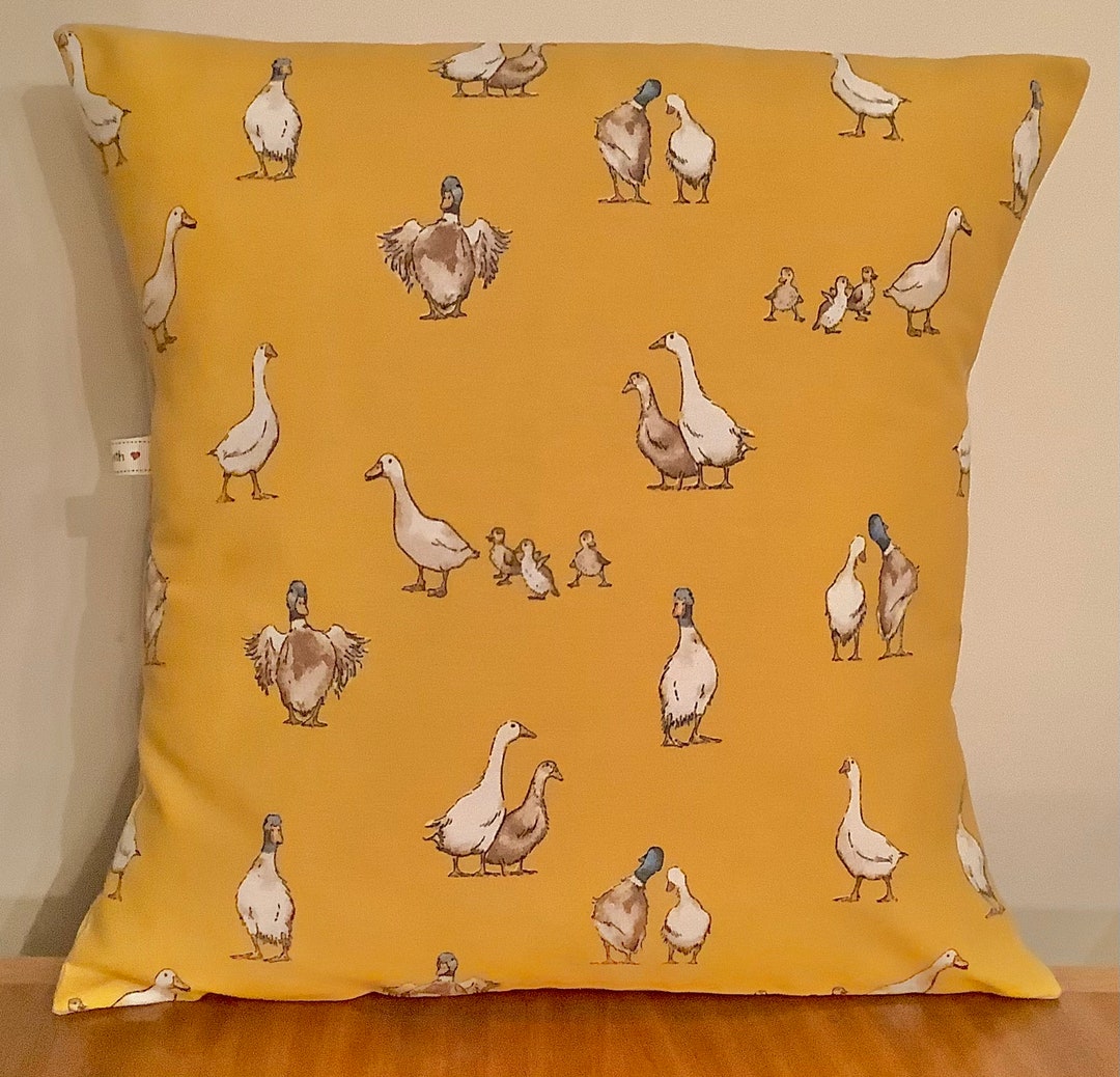 Ducks Cushion Cover 16 x 16 Ochre Mustard Home Decor Living Room ...