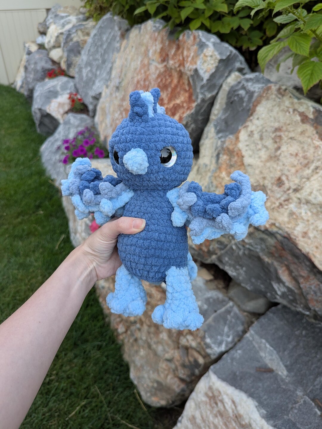 Blue Phoenix Crochet Plushie, Handmade Phoenix Amigurumi, Soft Bird ...