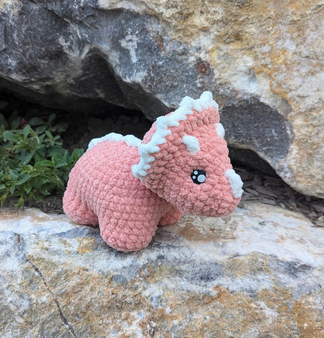 Cute Triceratops Plushie, Pink Dinosaur Toy, Ready to Ship, Soft ...