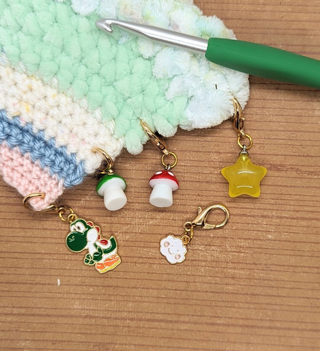 Mushroom-themed Set of 5 Stitch Markers for Crochet, Geeky Crocheter ...