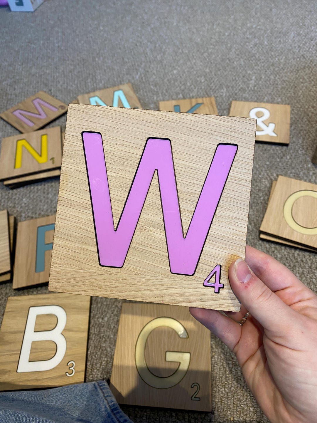 Giant Wooden Scrabble Tile Letter W | SAMPLE - Etsy