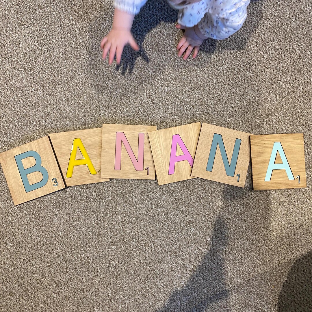 BANANA | Giant Wooden Scrabble Tile Letters | SAMPLE | 6 Letters ...