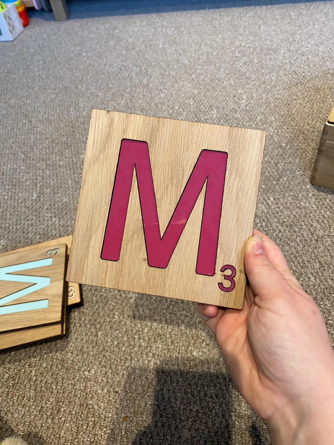 Giant Wooden Scrabble Tile Letter M | SAMPLE - Etsy