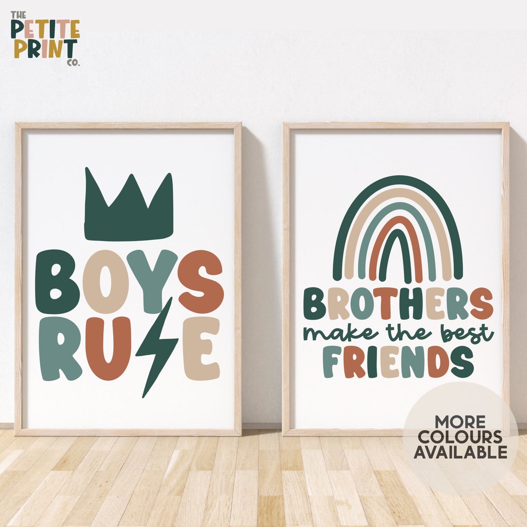 Brothers Print Set Boys Rule Print Boys Bedroom Prints - Etsy