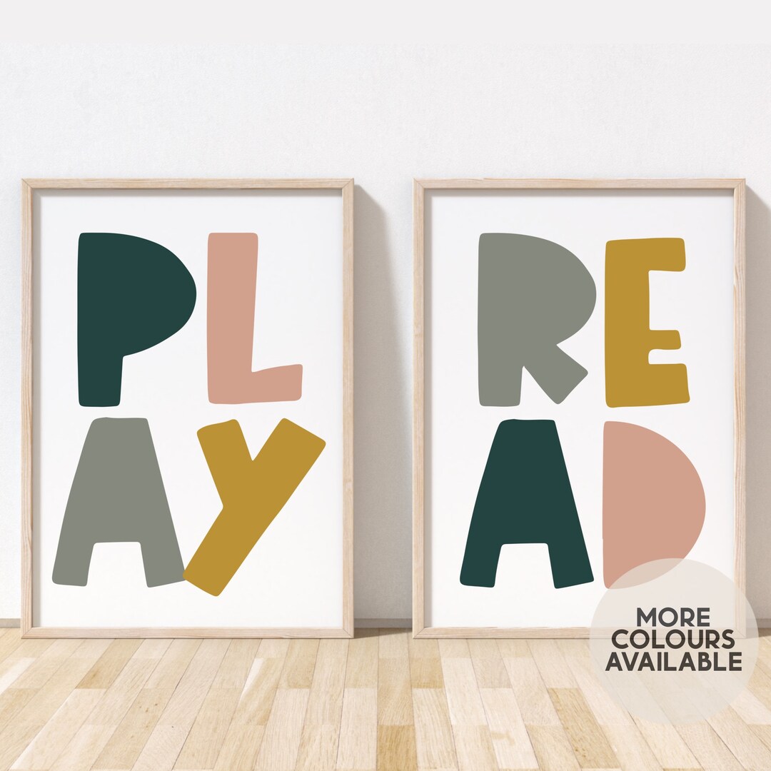 Read & Play Print Set Playroom Prints Playroom Decor Boys Playroom ...