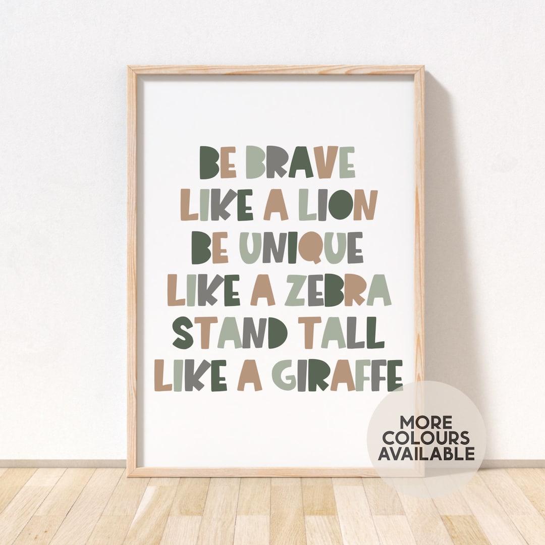 Be Brave Like A Lion Print Safari Nursery Print Safari Bedroom Print ...